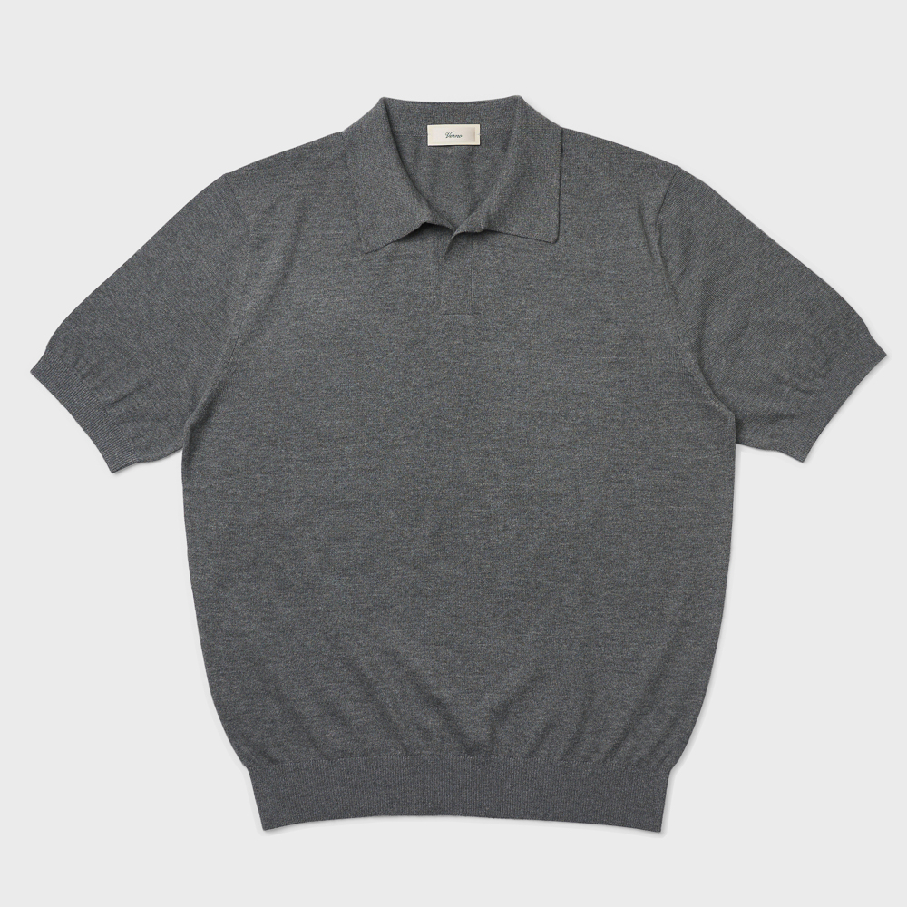 24SS Essential open collar knit Gray - OCO, 브랜드 편집샵 오씨오