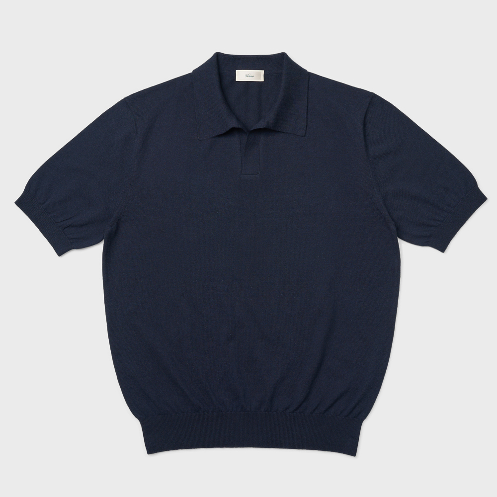 24SS Essential open collar knit Navy - OCO, 브랜드 편집샵 오씨오